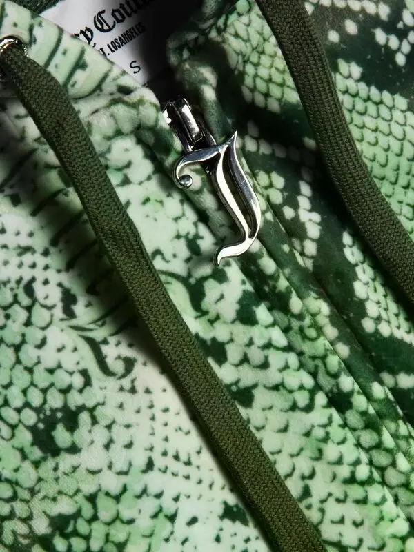 Juicy Couture Snake-print Diamanté Oversized Cropped Hoodie
