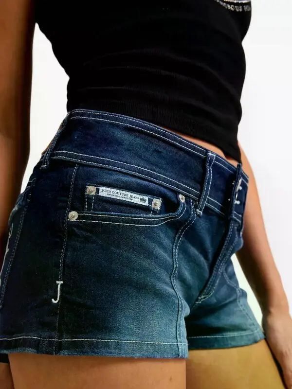 Juicy Couture Embroidered Logo Denim Shorts