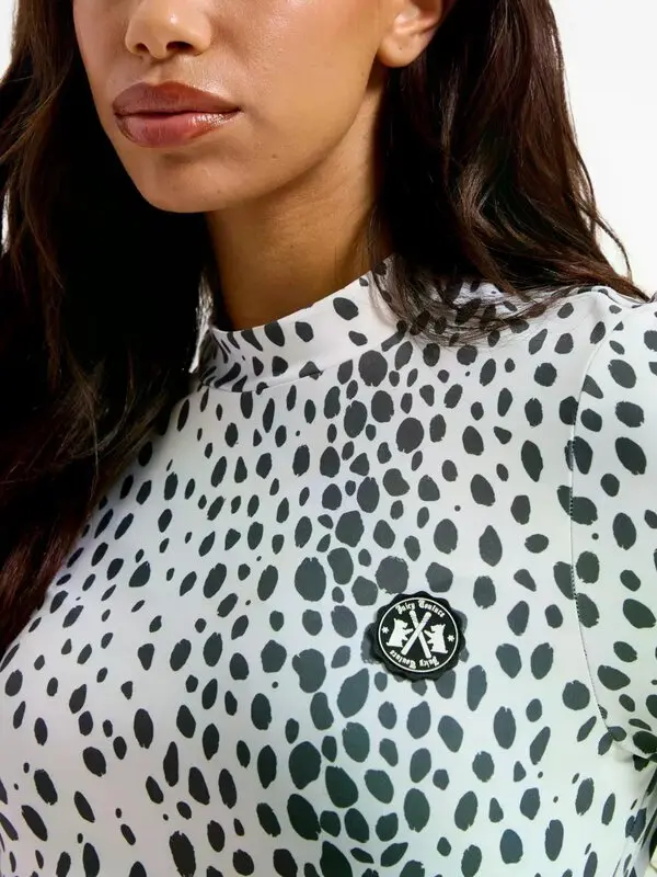 Juicy Couture Cheetah Print Mock Neck Long Sleeve Top