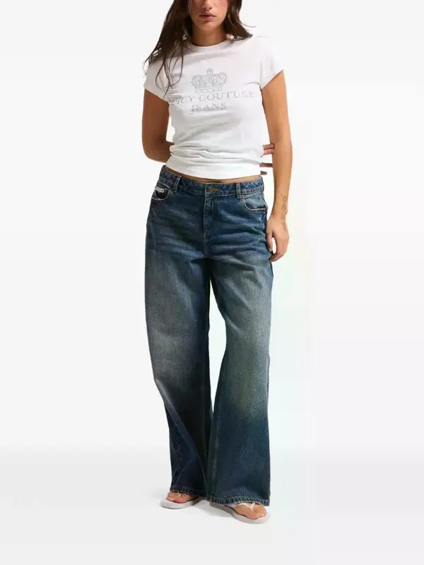 Juicy Couture Logo Embroidered Wide Leg Jeans
