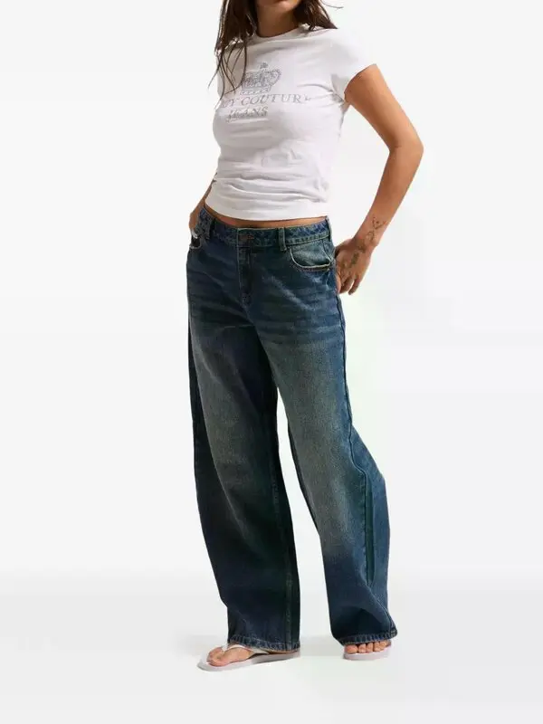 Juicy Couture Logo Embroidered Wide Leg Jeans