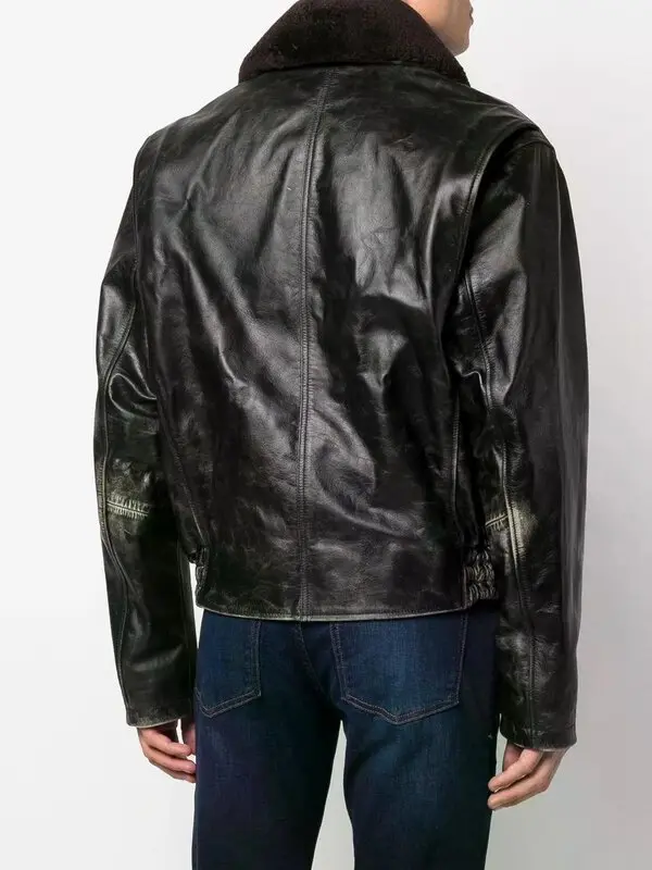DIESEL® Calf Leather Press-stud Fastening Jacket