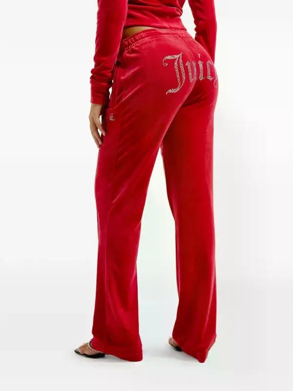 Juicy Couture Diamanté Velour Track Pants - Red