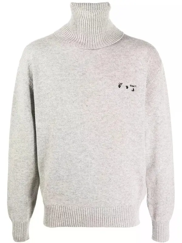 Off-White Embroidered Logo Roll Neck Jumper