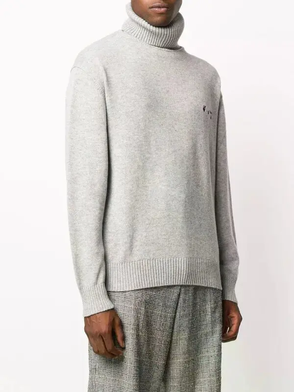 Off-White Embroidered Logo Roll Neck Jumper