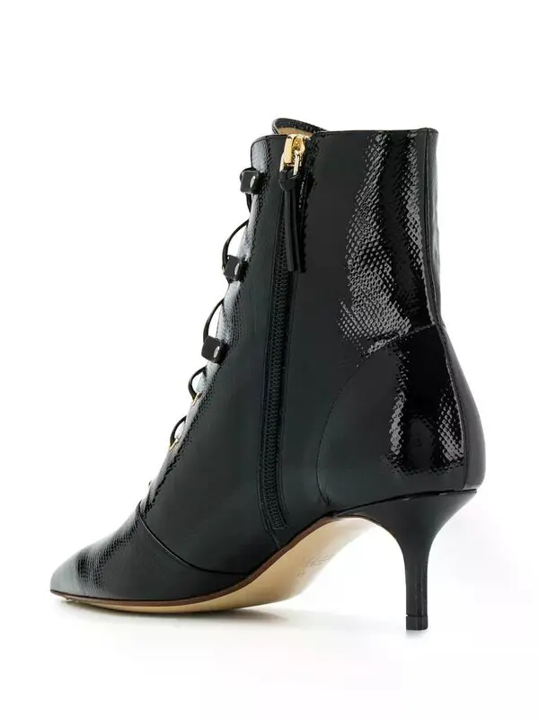 FRANCESCO RUSSO Leather And Patent Leather Lace-up Ankle Boots