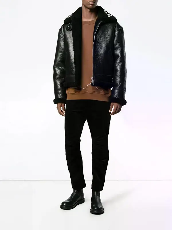 Balenciaga Logo Collar Shearling Jacket