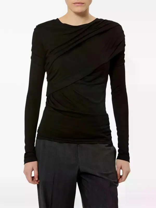 MARANT ETOILE Asymmetrical Draped Jersey Top - Black