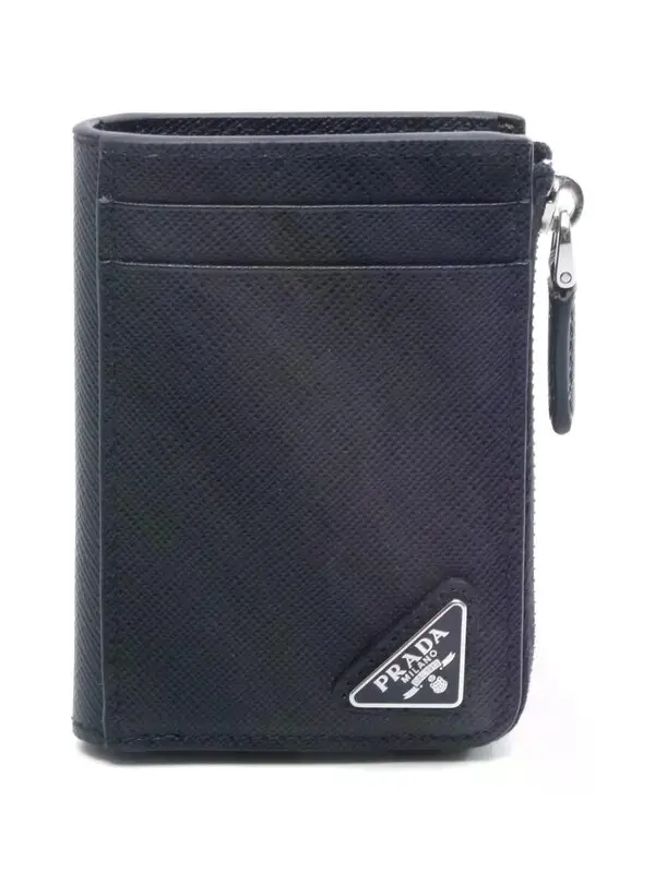 Prada 2020s Saffiano Triang Card-case Coin Purse - Black