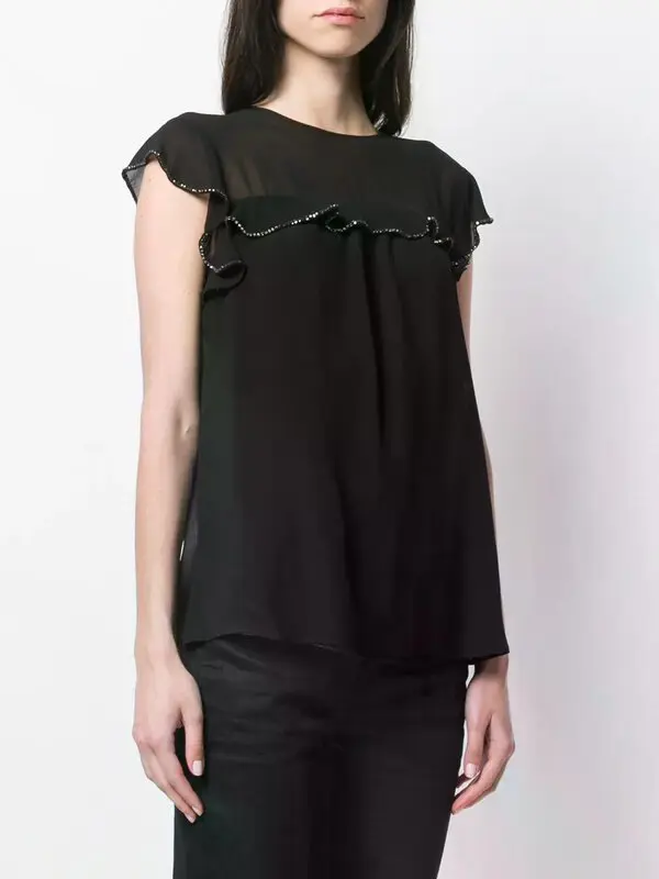 Saint Laurent Crystal Embellished Silk Blouse