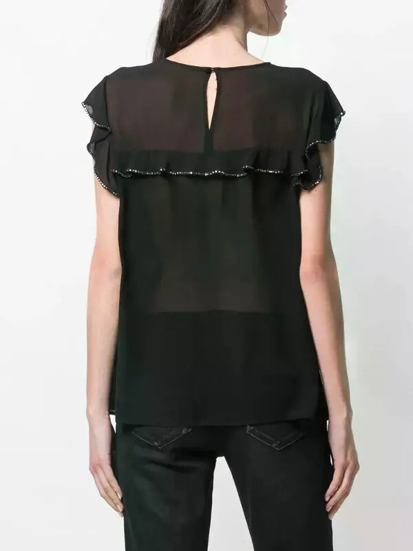 Saint Laurent Crystal Embellished Silk Blouse