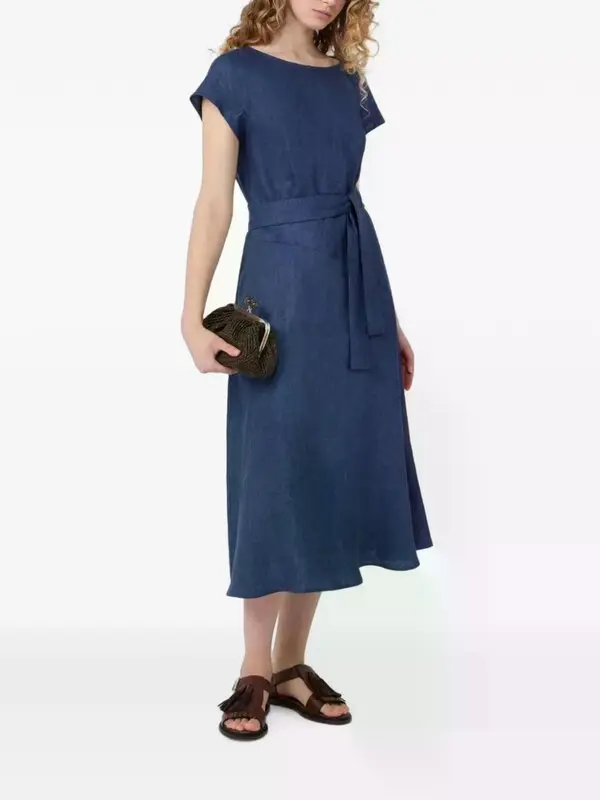 Max Mara Belted Cap-sleeve Midi Dress