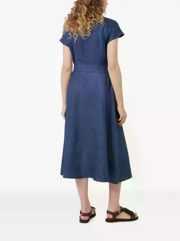 Max Mara Belted Cap-sleeve Midi Dress