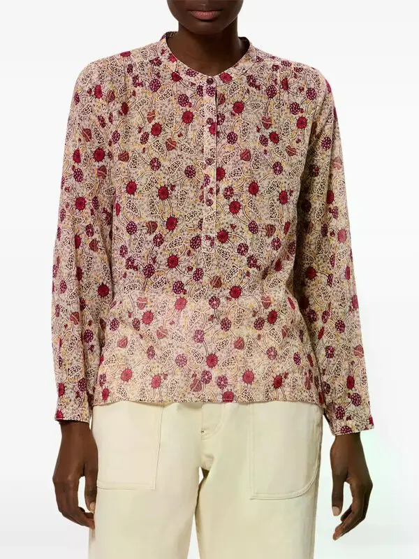 MARANT ETOILE Beige Cotton Floral Print Henley