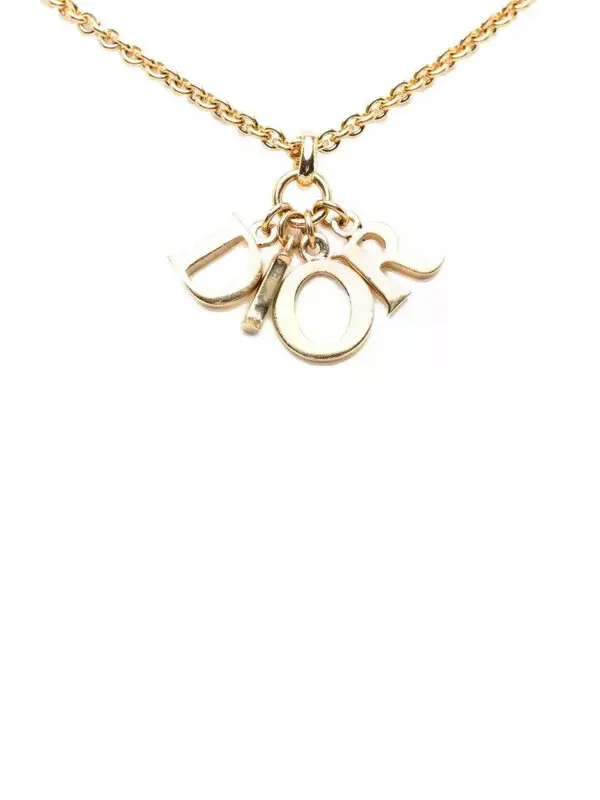 Dior Plated Logo Pendant Necklace - Gold