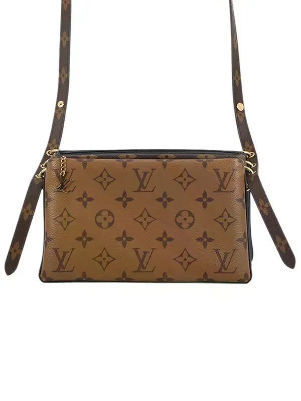 LOUIS VUITTON Monogram Reverse Lv3 Pouch Crossbody Bag - Brown
