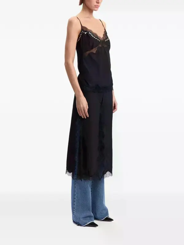 16Arlington Clio Lace-trim Stud-embellished Blouse