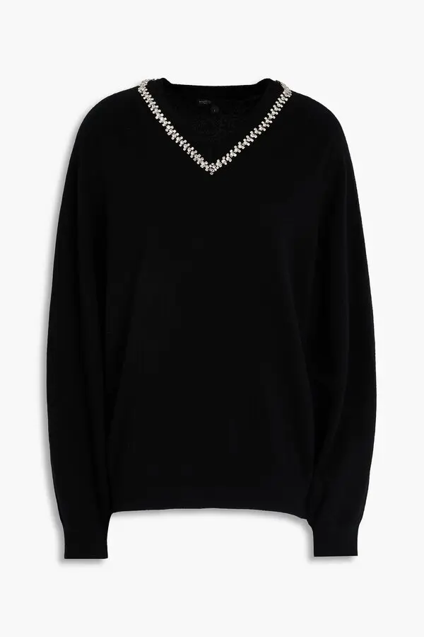 Maje Crystalembellished Wool And Cashmereblend Sweater - Black