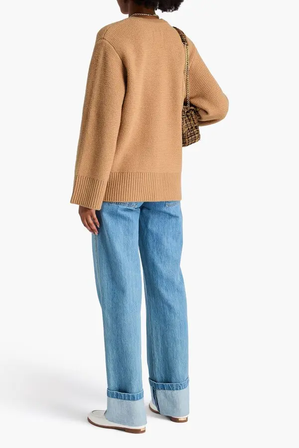 Sandro Wool Cardigan With Velvet Trims And Gold-tone Buttons