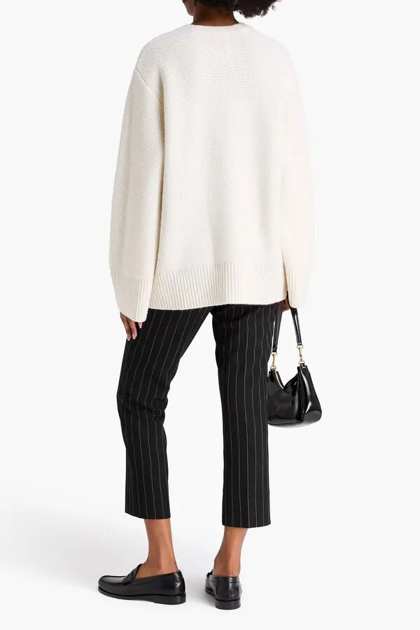 Sandro Wool Cardigan With Velvet Trims And Gold-tone Buttons - Ivory