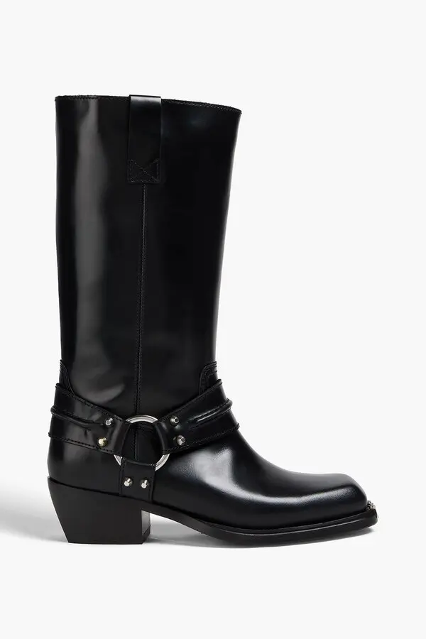 Sandro Studded Leather Boots - Black