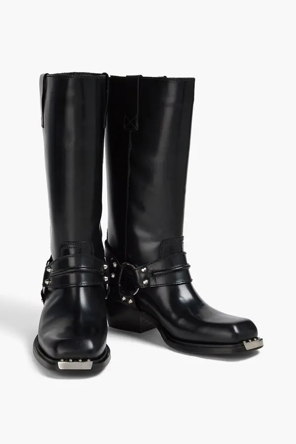 Sandro Studded Leather Boots
