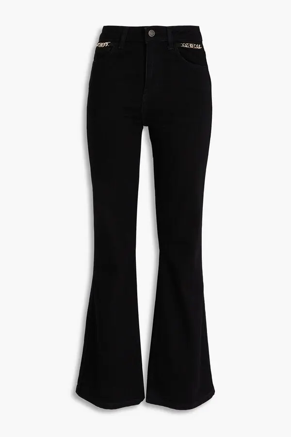 Maje Chainembellished Highrise Flared Jeans