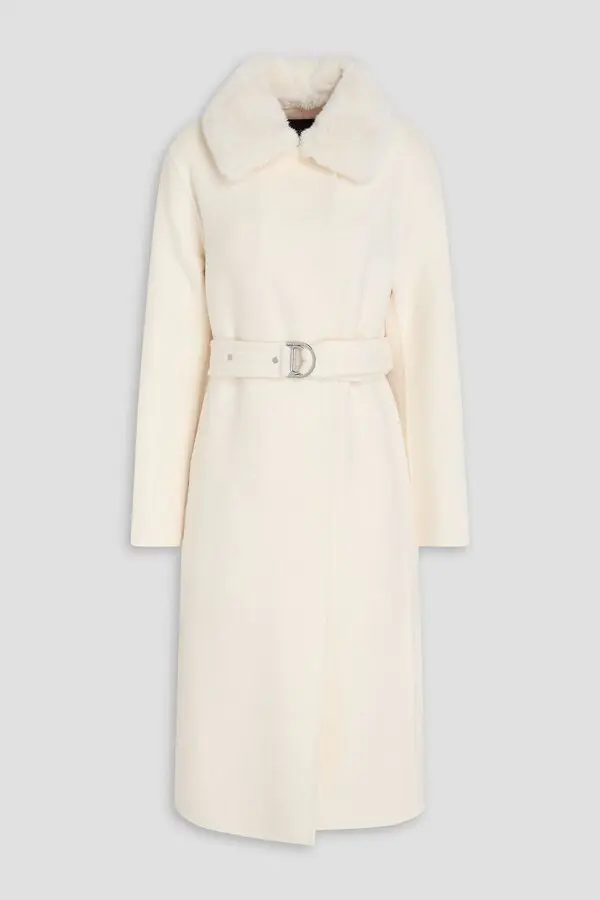 Maje Belted Woolblend Felt Coat