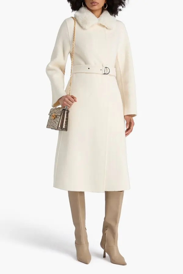 Maje Belted Woolblend Felt Coat