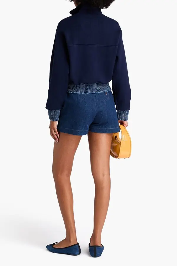 Sandro Denimpaneled Knitted Jacket