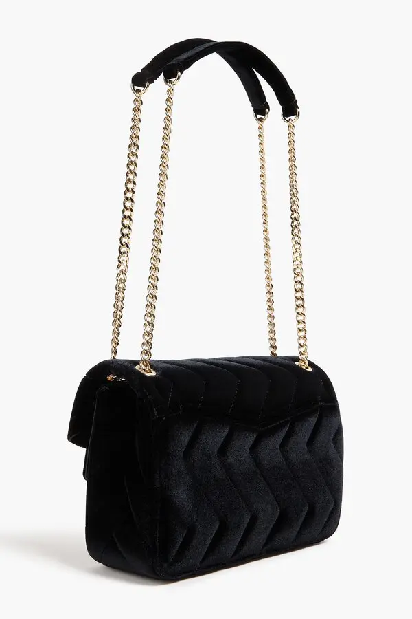 Sandro Quilted Velvet Shoulder Bag