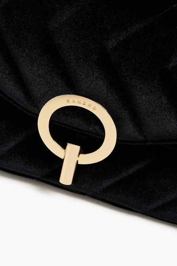 Sandro Quilted Velvet Shoulder Bag