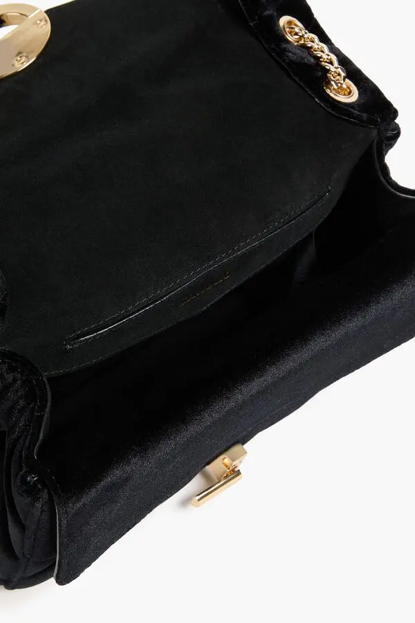 Sandro Quilted Velvet Shoulder Bag