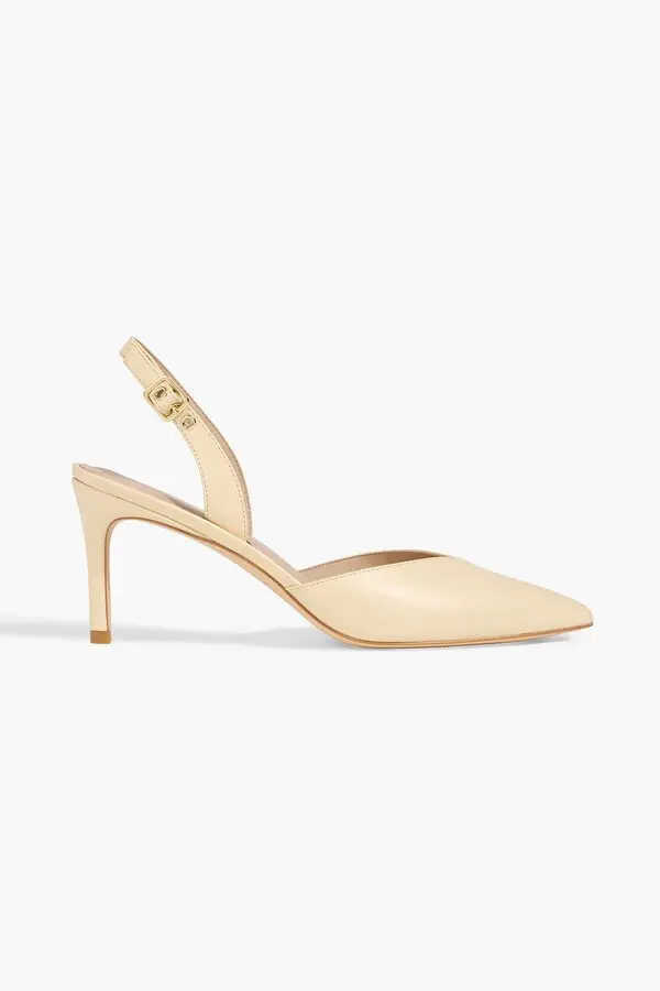 STUART WEITZMAN Ryder 75 Leather Slingback Pumps - Ivory