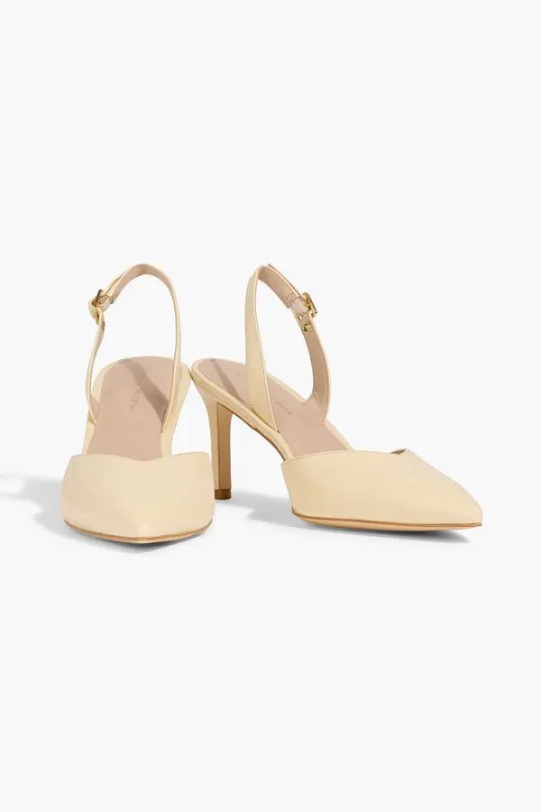 STUART WEITZMAN Ryder 75 Leather Slingback Pumps - Ivory