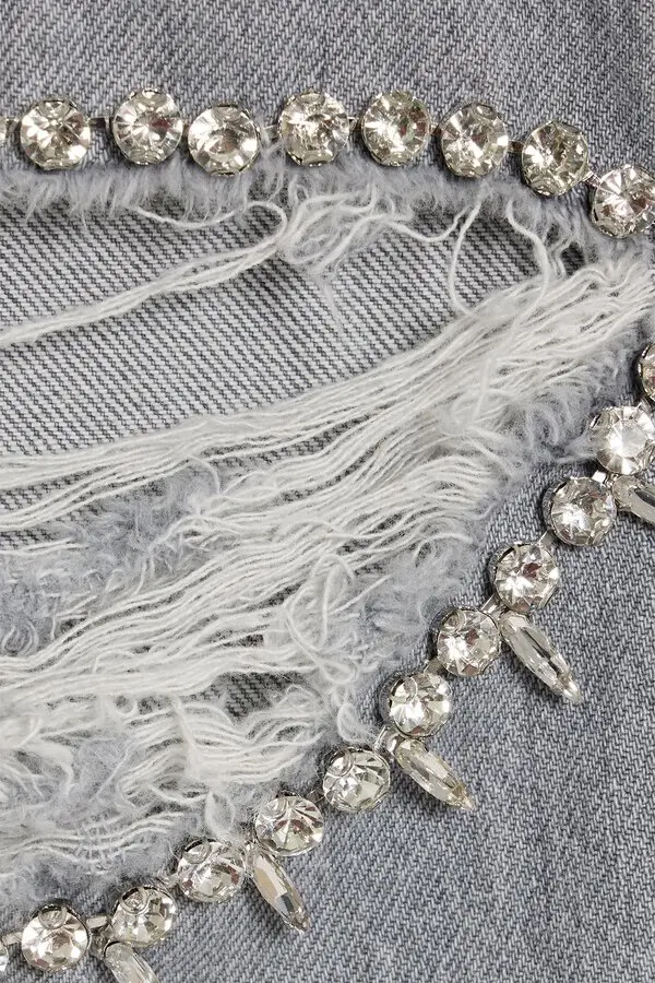 AREA Crystal-embellished High-rise Wide-leg Jeans