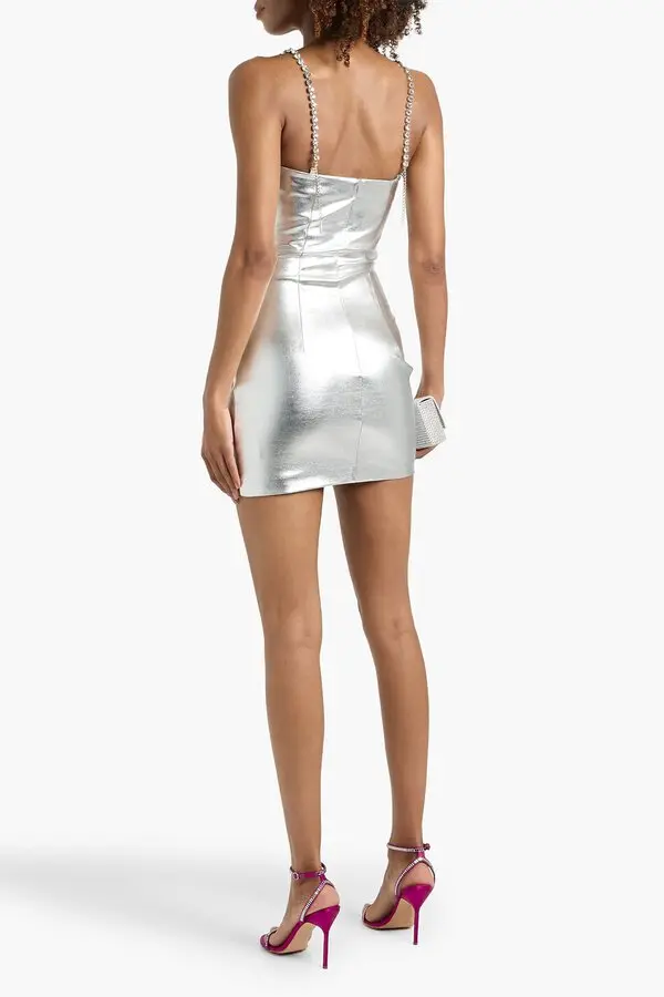 AREA Crystalembellished Lamé Mini Dress