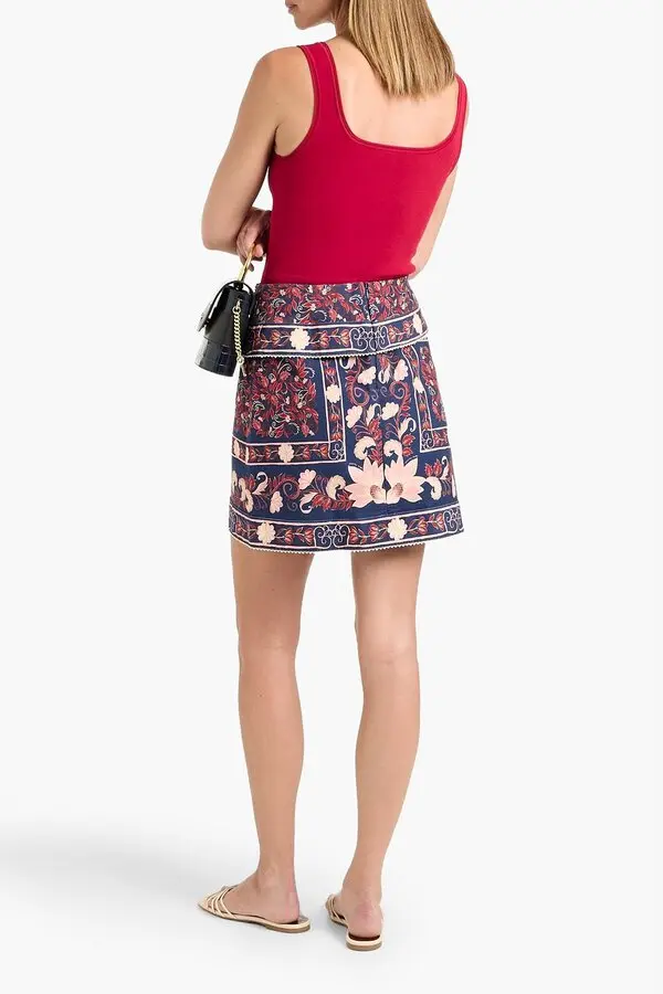 Farm Rio Wrapeffect Printed Cottontwill Mini Skirt