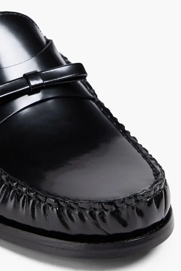 STUART WEITZMAN Lottie Bow Detailed Patent Leather Loafers