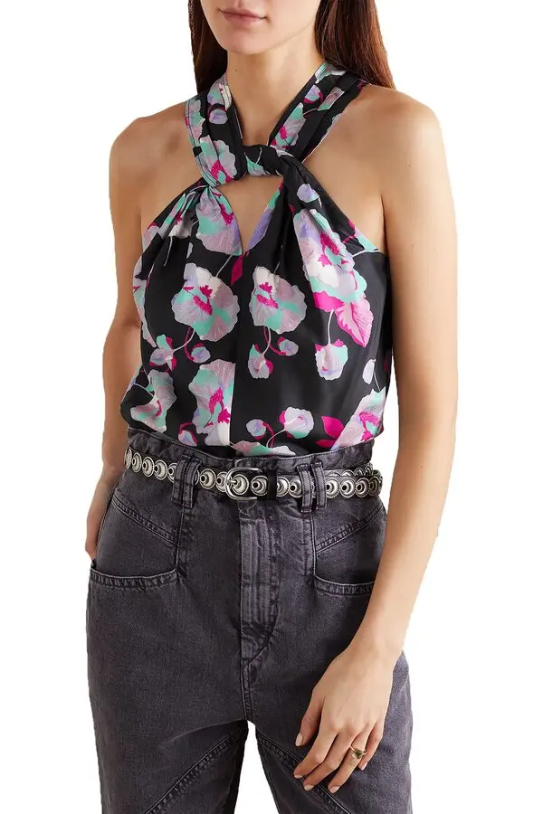 Isabel Marant Étoile Stephenea Twisted Floralprint Silkchiffon Top