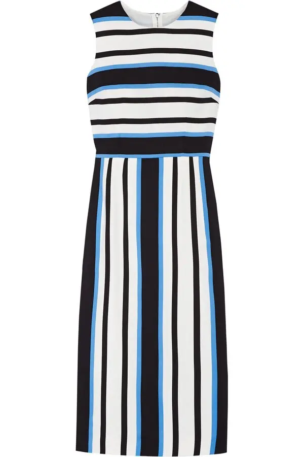 Dolce & Gabbana Striped Stretchsilk Midi Dress - Blue