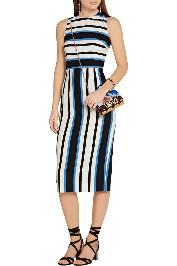 Dolce & Gabbana Striped Stretchsilk Midi Dress
