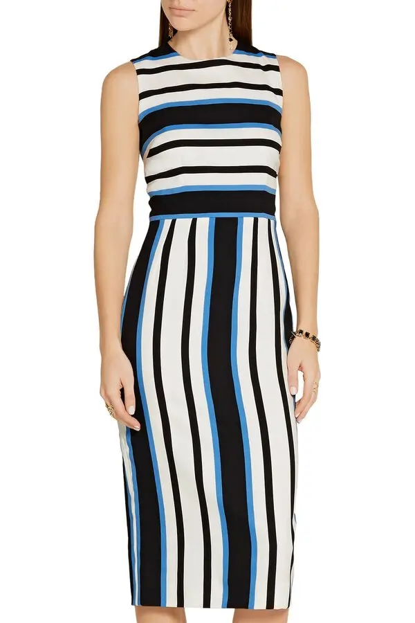 Dolce & Gabbana Striped Stretchsilk Midi Dress