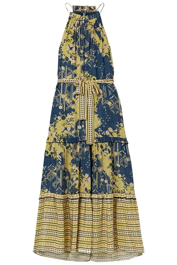 Chufy Lima Ruffled Printed Voile Maxi Dress - Navy