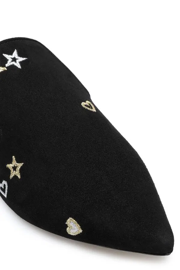 ISA TAPIA Embroidered Suede Slippers