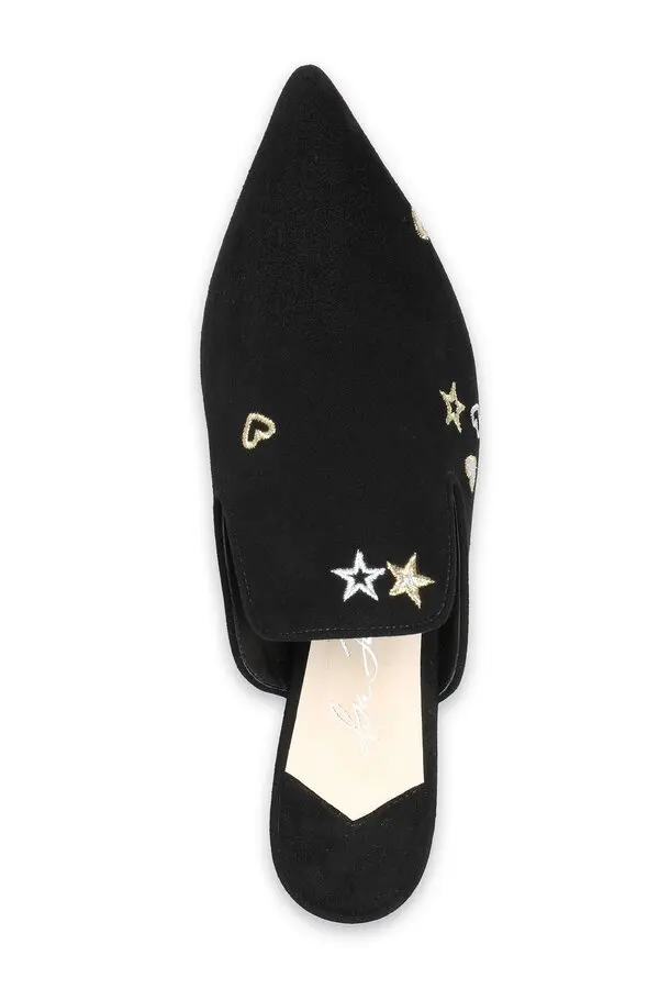 ISA TAPIA Embroidered Suede Slippers