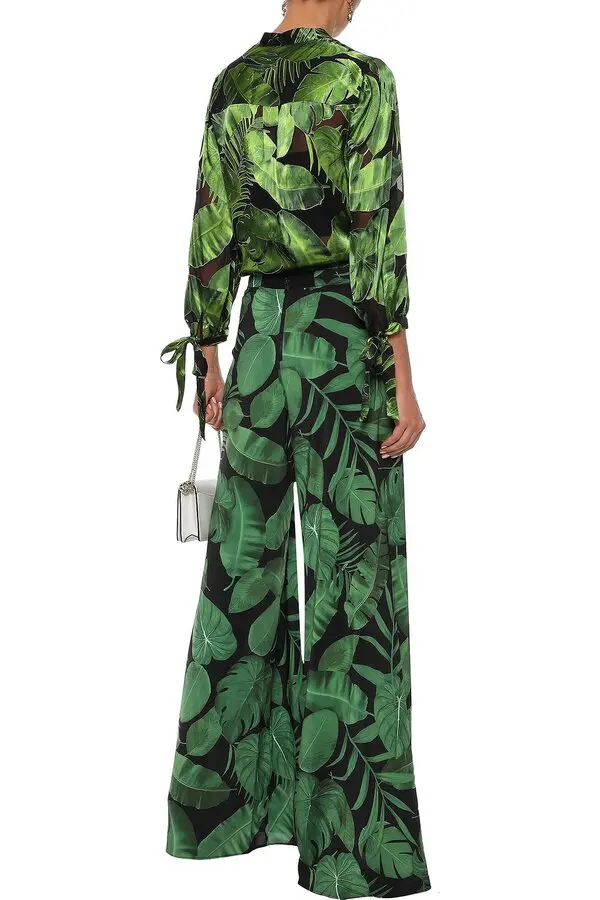 Alice + Olivia Shelia Printed Fil Coupé Chiffon Blouse