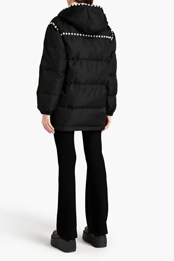 Moschino Embellished Quilted Shell Hooded Jacket
