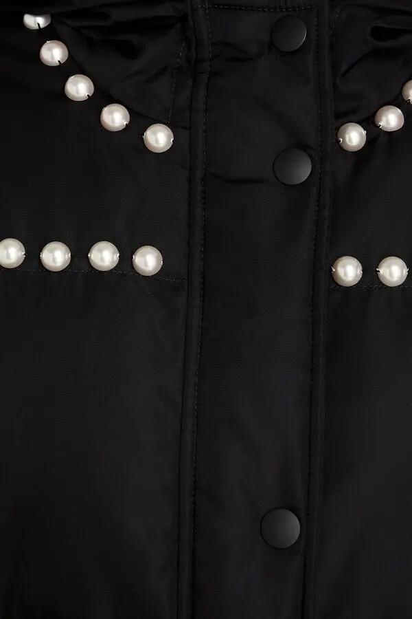 Moschino Embellished Quilted Shell Hooded Jacket