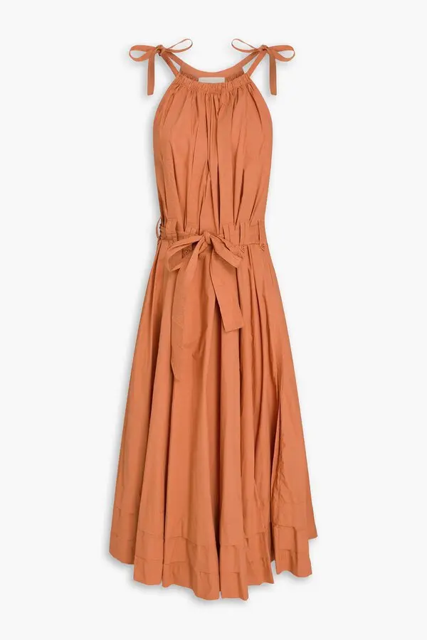 Ulla Johnson Joni Gathered Cottonpoplin Midi Dress - Tan